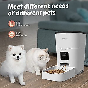 Dokoo Automatic Cat Feeders, App Control Smart Pet Food Dispenser with Portion Control&Timer Setting, Auto Dog Feeder 1-10 Meals, Voice Record, Small & Medium Pets,2.4G Wi-Fi ONLY, 3L/13cup (White)