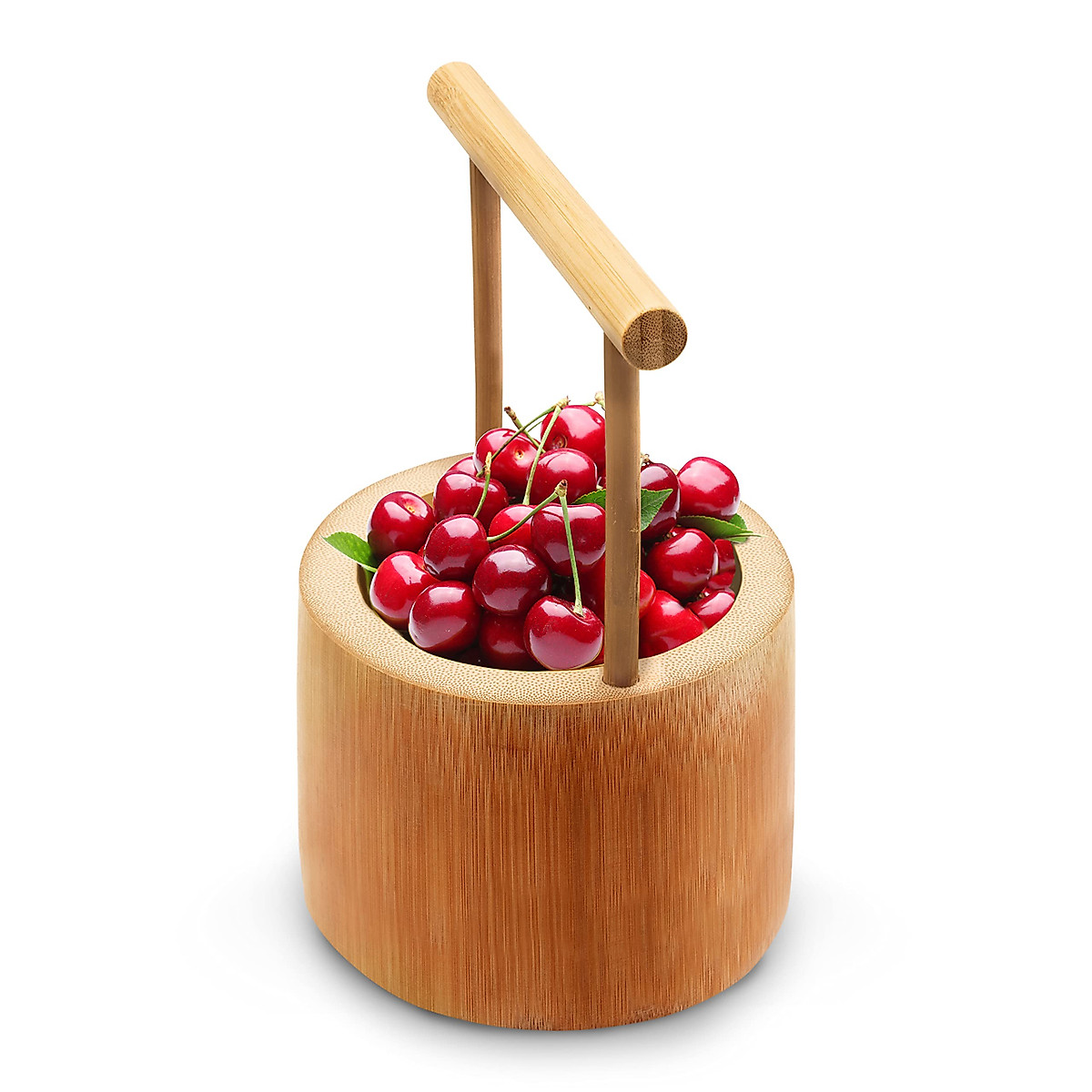 Bamboo Baskets With Wooden Handle - 2 Pieces | Small Decorative Wood Bowls For Snacks Fruit Basket And Berry Basket | gift baskets empty | Zen Decor Basket, Flower Girl Basket