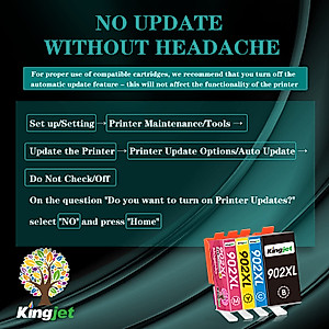 Kingjet 902XL Ink Cartridges for HP Printers Replacement for HP 902XL 902 902 XL Combo Pack for HP Officejet Pro 6978 6968 6970 6958 6962 6975 6960 6954 Printer, 4 Pack for HP 902 Ink Cartridges