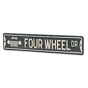 Open Road Brands Jeep Four Wheel Drive Street Sign - Jeep Metal Street Sign for Garage, Man Cave or Shop