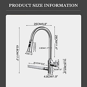 304 Stainless Steel High Arc Brushed Nickel Kitchen Faucet,Silicone Waterfall Outlet Kitchen Sink Faucets,Kitchen Faucet with Pull-Out Down Sprayer,with Deck Single Handle Sink Faucets