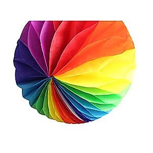 8PCS Hanging Iridescent Honeycomb Ball Rainbow Tissue Paper Pom Poms Balls Flowers Decorative for Bridal Shower Wedding Birthday Theme Party Home Wall Decoration (10”/25cm)
