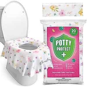 20 Pack Extra Large Disposable Toilet Seat Covers (Floral) by Eli with Love – Toddler Toilet Covers For Full Coverage On Toilet or Potty – Ideal Travel Toilet Seat Covers For Both Kids and Adults