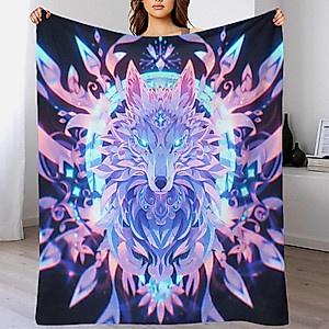 3D Printed Wolf Throw Blanket Ultra-Soft Wild Animals Bedding Lightweight Cozy Warm for Couch Bed Sofa Living Room Air Conditioner Blanket Caring Gift for Kids Boys Girls Teens 80x90inch(200x230cm)