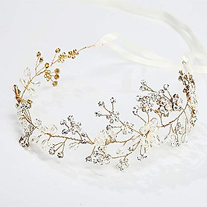 Headbands Wedding Hair Accessories for Women Bridal Headdress Engagement Flower Shape Headpiece HS128 Tiara (Metal Color : HS128)