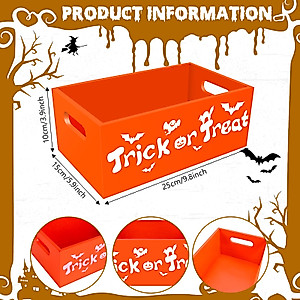 Halloween Candy Bowl Funny Halloween Candy Dish Trick or Treat Candy Bowl Large Wooden Serving Bowl for Office Halloween Party Decoration Housewarming Gift (Trick or Treat)