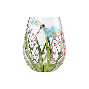 Enesco Lolita Stemless Dragonfly Wine Glass, 4.53-inch Height