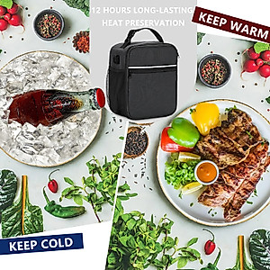 UYLIA Lunch Box for Men, Insulated Lunch Bag Women with Shoulder Strap, Thermal Reusable Work Lunch Cooler bag for Adult Men Women Office Fits 12 Cans with Side Pocket(Dark Grey, Medium)