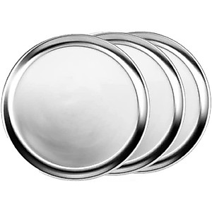 TrueCraftware Set of 3 Aluminum 22” Pizza Tray Pan Wide Rim- Bakeware Round Pizza Pan Pizza Tray Baking Tray Round Baking Tray for Home Kitchen Pizzeria & Restaurants