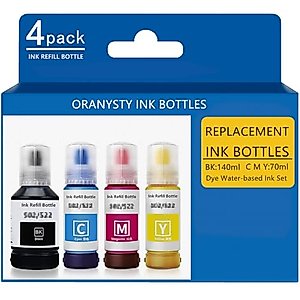 Refill Ink Compatible with 502 Ink Refill Bottles use for epson ET-2850 ET-4750 ET-2760 ET-3710 ET-3760 ET-2750 ET-4760 ET-3750 ET-3830 ET-3850 ET-5150 ET-5170 ET-5180 ET-5800 ET-5880 Printer