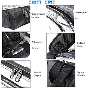 Fomaris Heavy Duty Clear Backpack See Through Plastic Transparent Backpack Clear Bookbags for School College Work ( Black)