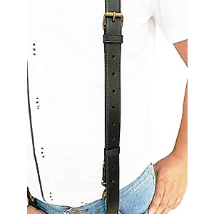 Rowmanlin Mens Suspenders with Snap Hooks on Belt Loops Genuine Cowhide Leather Adjustable Tuxedo Wedding for Gifts
