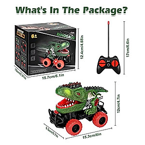 Dinosaur Toys Rc Car for 3 4 5 6 Year Old Boys, Remote Control Car Toys for Kids, Dinosaur Toys for Birthday Gifts, 3-12 Years Old Boys and Girls for Kids (Green)