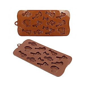 2Pcs Musical Instrument Silicone Chocolate Mold Music Note Bass Guitar Piano Saxophone Shape Candy Mini Soap Crayon Melt Mould Ice Cube Trays