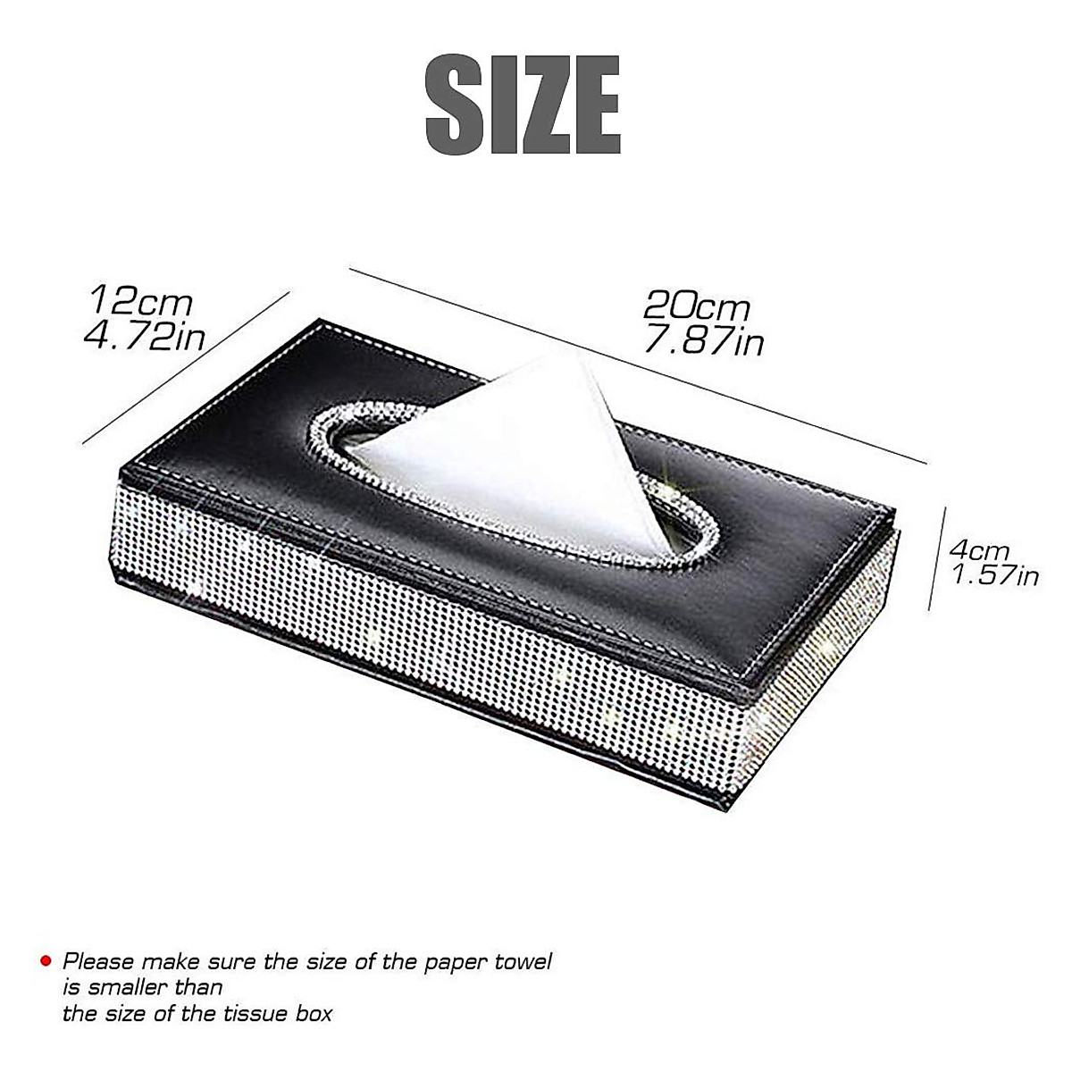 ESKONKE Car Tissue Box Leather Facial Napkin Holder Universal Box Cover for Automotive Home Office Decoration (A - Diamond Upgrade Black)