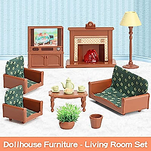 Dollhouse Furniture Set for Kids Toys Miniature Doll House Accessories Pretend Play Toys for Boys Girls & Toddlers Age 3+ with Living Room