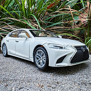 BDTCTK 1/32 Compatible for Lexus Ls500h Model Car, Zinc Alloy Pull Back Toy car with Sound and Light for Kids Boy Girl Gift(White)