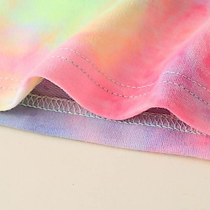 Baby Girls Cute Outfits, Tie Dye Pullover Crop Sweatshirt + Sweat Playwear Pants 2 Pieces Trendy Clothing Set, Multicolored, 18-24 Months