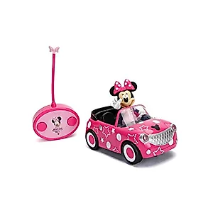 Disney Junior 7.5" Minnie Mouse Roadster RC Remote Control Car Pink 27MHz, Toys for Kids , Pink With Stars and Polka Dots