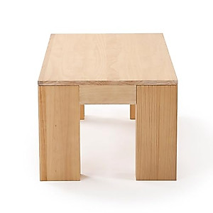 Plank+Beam Modern Rectangular Coffee Table, 40", Rectangle Coffee Table for Living Room, Mini Center Tables for Small Spaces, Small Living Space Tea Table, Blonde Wirebrush