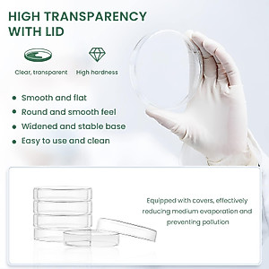 Huanyu 75mm Glass Petri Dish with Lids High Borosilicate Glass Petri Dishes Bacterial Culture Dishes for Lab Science Experiment (5pcs: 75mm)