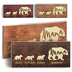 Mothers Day Gift, Personalized Mama Bear & Cubs Sign with Names - Up to 5 Cubs - 5 Colors & 6 Font Options & 2 Sizes, Custom Mama Bear Sign