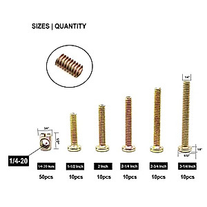 binifiMux Baby Bed Crib Screws Hardware Replacement Kit, 100pcs 1/4-20" Crib Hardware Screws Barrel Nuts Replacement Kit for Cot Chairs Furniture