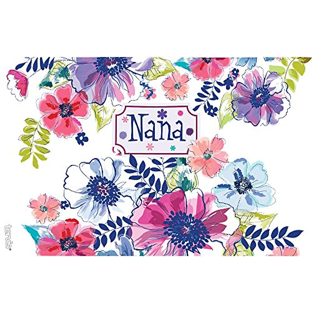 Tervis Blue Line Floral Nana Plastic Tumbler with Wrap and Navy Lid 16oz, Clear