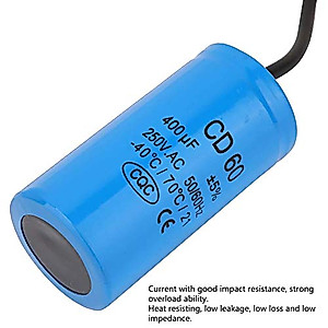 CD60 Run Capacitor with Wire Cable 250V AC 400uF 50/60Hz for Motor Start Motor Air Compressor