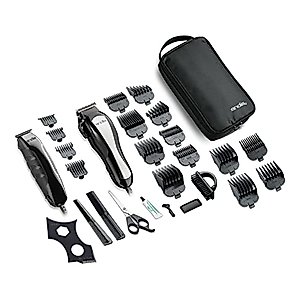 Andis 68135 Head-styler/Headliner Clipper & Trimmer Kit - Carbon-Steel, Complete Home Haircutting Kit, Prevents Razor Bumps - for Styling & Dry Shaving - 27 Pieces, Black