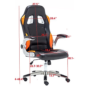 BTEXPERT Home Office Swivel Adjusable Black Orange Executive Gaming Chair