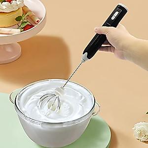 Milk Frother rechargeable drink mixer handheld egg whisk 3-Speed Adjustable with 2 stainless steel heads Foam Maker suitable for your coffee, tea, latte, hot chocolate(black)
