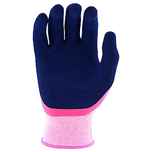 Miracle Gro Women's Double Dipped Sandy Foam Latex Gardening Work Gloves, Water Resistant, Excellent Grip, Durable, Pink/Purple, Medium, (MG30605/WML)