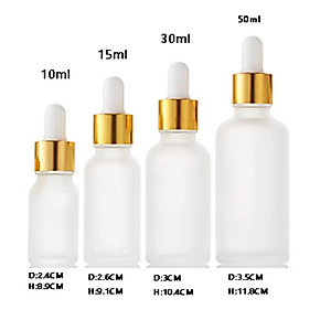 12 Pack Set Glass Dropper Bottles With Golden Caps Frosted Glass Vials Essential Oil Sample Bottles With Glass Eye Dropper Free Dropper&Funnel (15ml/0.5oz)