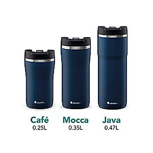 Aladdin Barista Java Thermavac Leak-Lock Stainless Steel Thermos Travel Mug for Hot Drinks 0.47L Navy Blue – Keeps Hot for 4 Hours - BPA-Free Reusable Coffee Cups - Leakproof - Dishwasher Safe