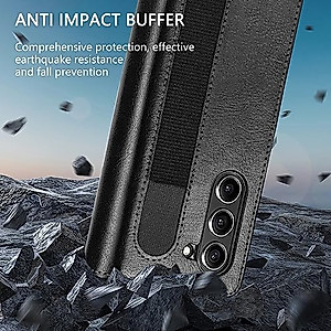 ZZXX Samsung Galaxy Z Fold 5 Wallet Case with [RFID Blocking] Card Slot Magnetic Closure Leather Flip Fold Protective with S Pen Holder Phone Case for Galaxy Z Fold 5 Case Wallet(Black-7.6 inch)