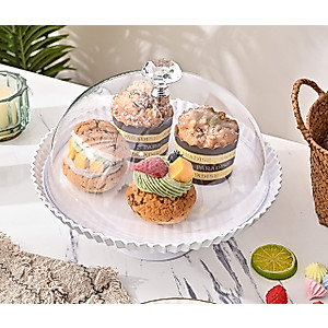 Blue Boat 11-inch Cake Stand with Lid Wedding Cake Display，Easy to Clean, Slightly Raised Edge