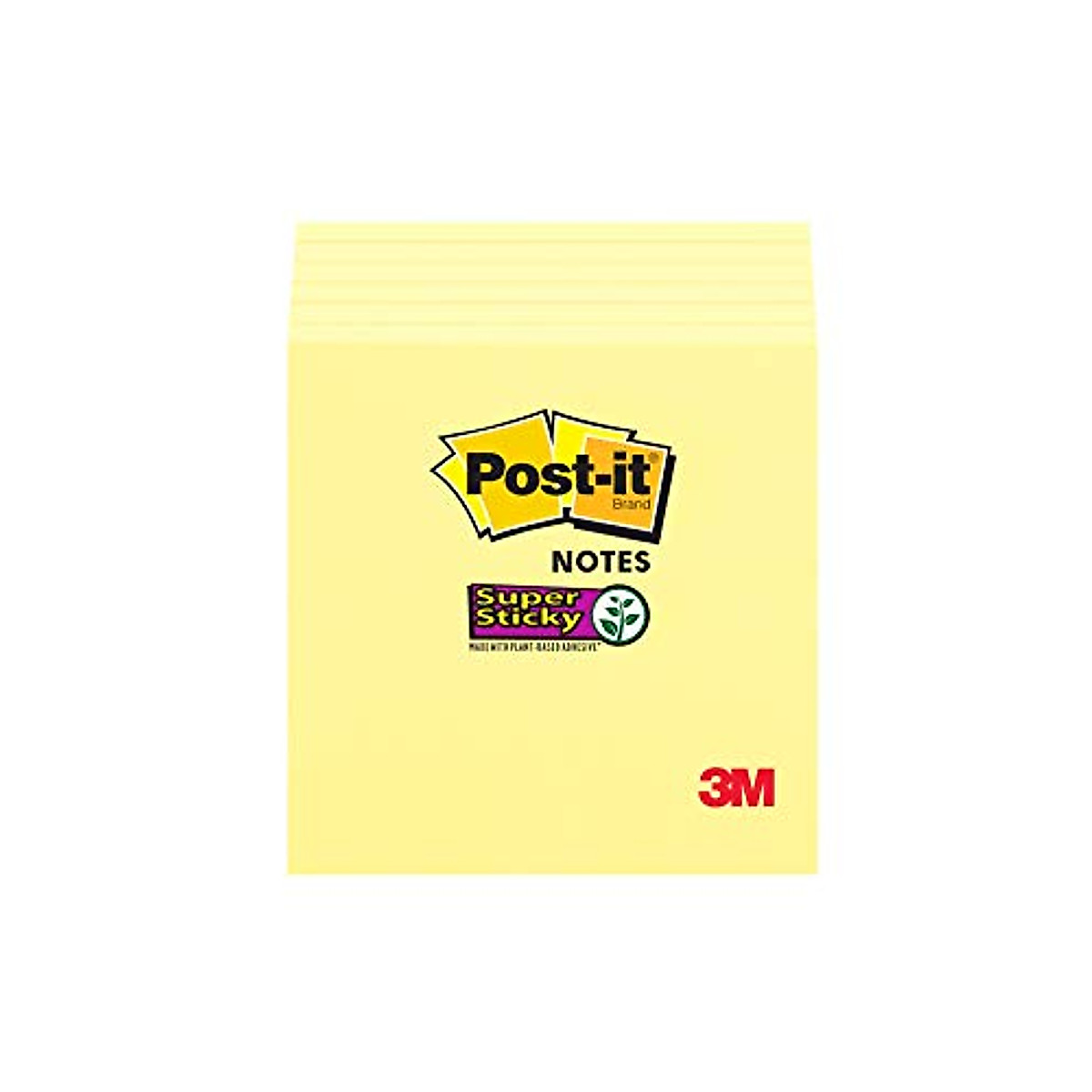Post-it Super Sticky Notes, 3x3 in, 6 Pads, 2X the Sticking Power, Canary Yellow (654-6SSCY)