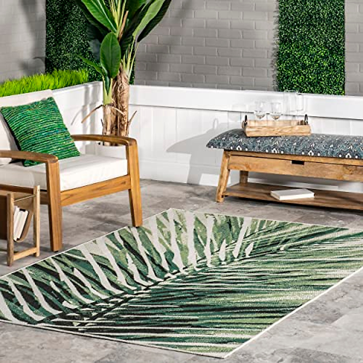 nuLOOM Kalene Double Palm Indoor/Outdoor Area Rug, 8' x 10', Green