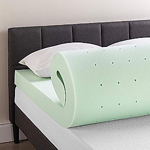 Best Price Mattress 4 Inch Ventilated Memory Foam Mattress Topper with Calming Green Tea Infusion, CertiPUR-US Certified, Twin, 4" Green Tea