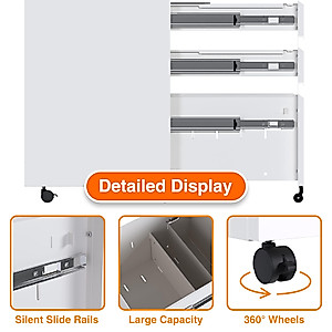 Aobabo Metal 3 Drawer Mobile File Cabinet with Lock, Under Desk Metal Filing Cabinet, 23.6''H A4/Legal/Letter Size Storage Cabinet, Fully Assembled