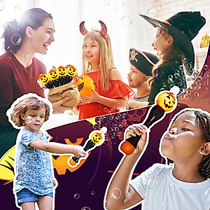 Poen 4 Set Graduation Bubble Wand Light up Pumpkin Bubble Blower Wand Illuminating Bubble Blower Wand Flashing LED Wand with Thrilling LED and Sound Effect Halloween Party Favors Gift Halloween