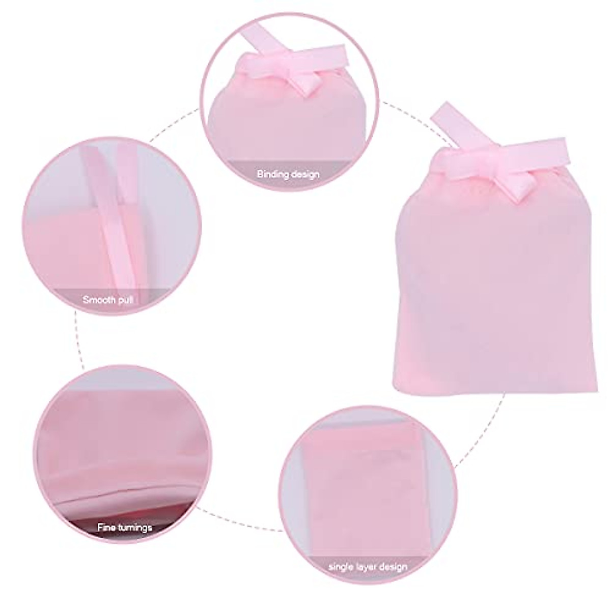 Snadulor 25 Pcs Pink Velvet Drawstring Bags Jewelry Pouches Jewelry Gift Bags Pouches Wedding Favors(4"x5")