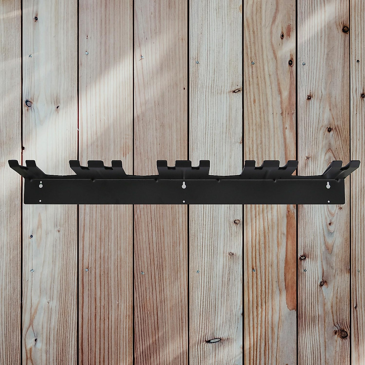 TRAPAWAY Wall Rack | Holds 4 pair of Skis or Snowboard by Bindings | Garage Organizer for Yard Tools, Gear & Equipment | Aluminum | No Moving Parts to break or pinch | Made in the USA (Black Quad)