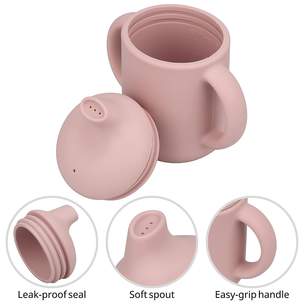 Mintlyfe Baby Sippy Cup, Silicone Trainer Cup Toddler for Boys and Girls, Unbreakable, Spill Proof and Two Handle Learner Cup Sippy Cup for Toddlers, 4oz (Ether)