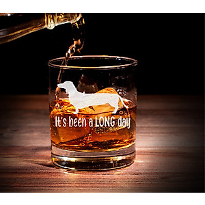 NeeNoNex It's Been a Long Day Funny Dachshund Whiskey Glass - Sarcastic Dog Lover