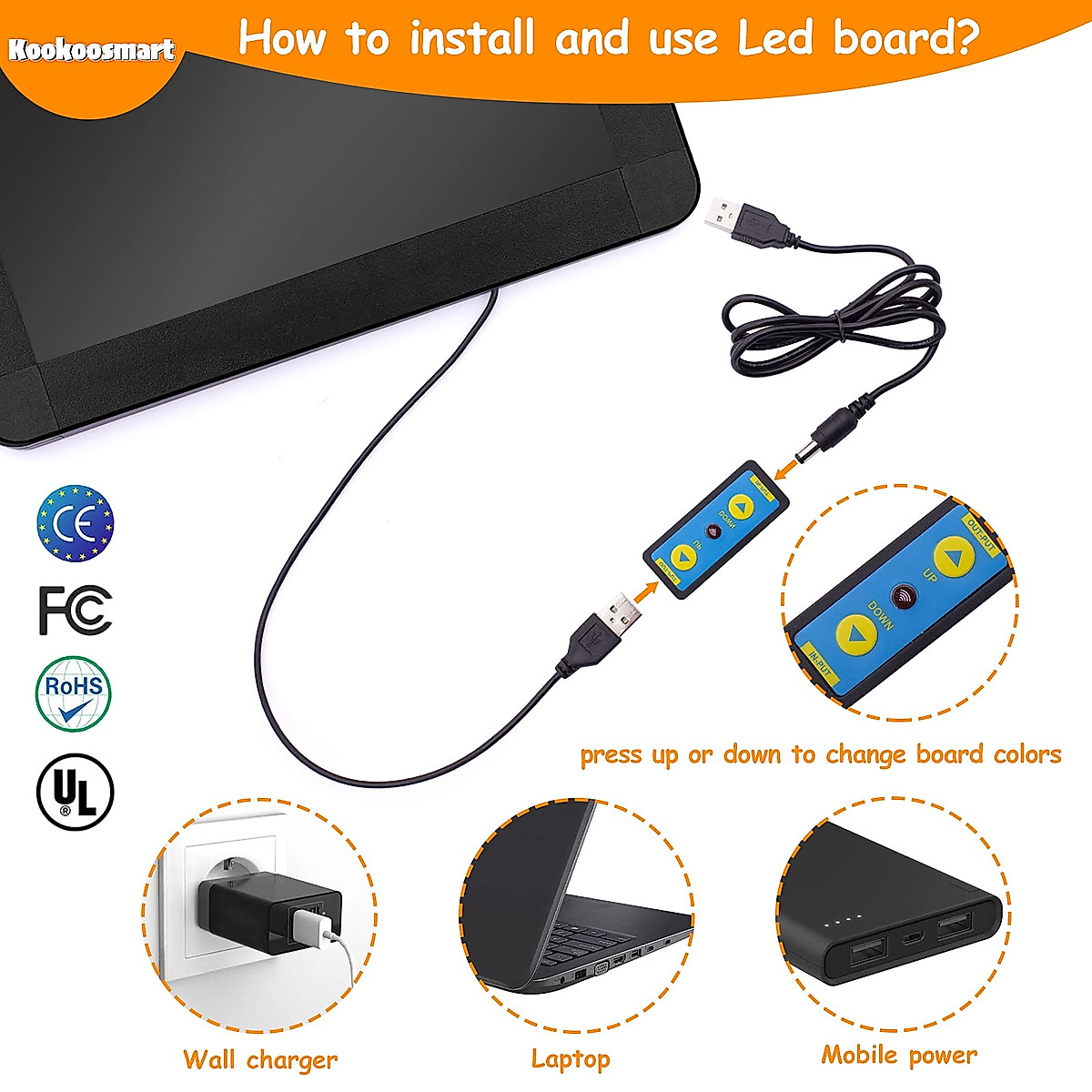 Led Magic Glow Board , 16’’x 12’’Illuminated Erasable Neon Effect Sign Board Tablet Pad with 10 Fluorescent Chalk Markers, Perfect for Christmas Gift/ Shop/Cafe/Bar/Menu/Wedding/Decoration/Promotion