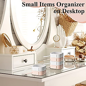 6 Pcs Hair Tie Organizer Qtip Dispenser Bathroom Storage Organizer Cotton Swab Holder Portable Travel Qtip Holder Cotton Swabs Dispenser Kids Hair Accessory Box with Lid for Bathroom (Pink, White)