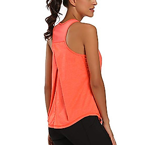 Aeuui Womens Workout Tops for Women Racerback Tank Tops Mesh Yoga Shirts Athletic Running Tank Tops Sleeveless Gym Clothes Orange