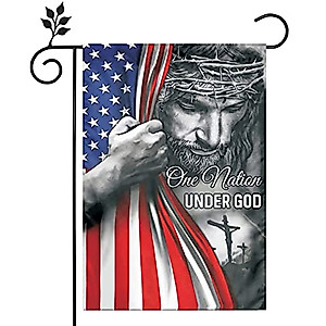 One Nation Under God Garden Flag - Christian - Jesus - USA Double Side Garden Flags House Yard Decor 12x18in